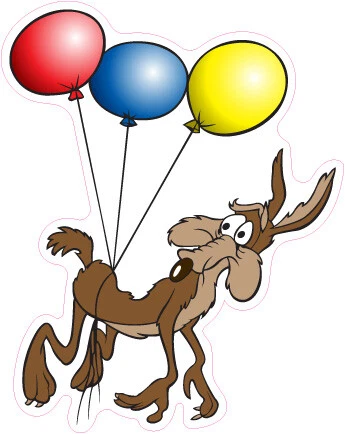 Kira Sticker With Wile E. Coyote Balloons Floating Window Decal Multi ...
