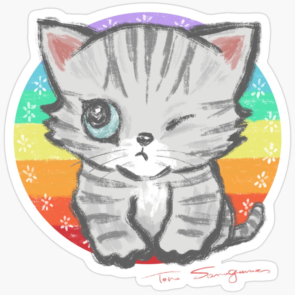 Kira Sticker - Winking Cat Gift For You - Phone Stickers, Waterproof ...