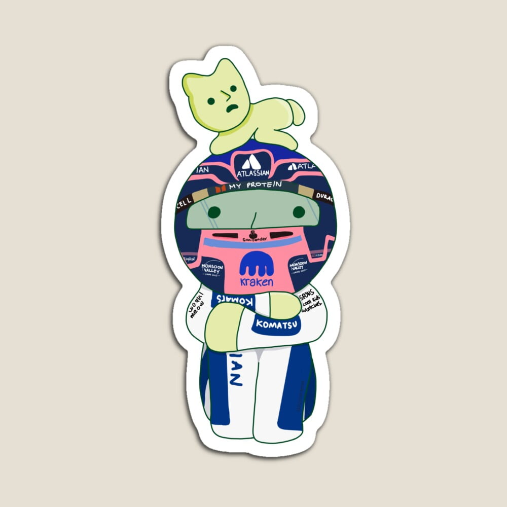 Kira Sticker With Alex Albon Smiskee With Cat Decorative Laptop, Phone ...