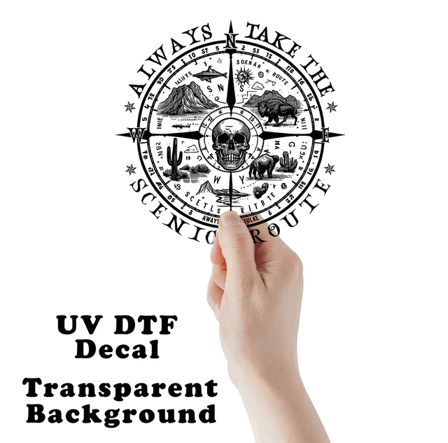 Kira Sticker With Always Take The Scenic Route Compass Sticker - Design ...