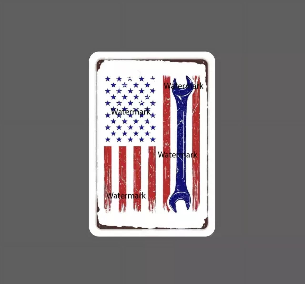 Kira Sticker With Amercian Flag Wrench Work Labor Decorative Laptop ...