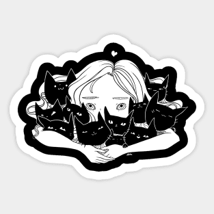 Kira Sticker With Anime Girl Hugging Many Black Cats Decorative Laptop ...