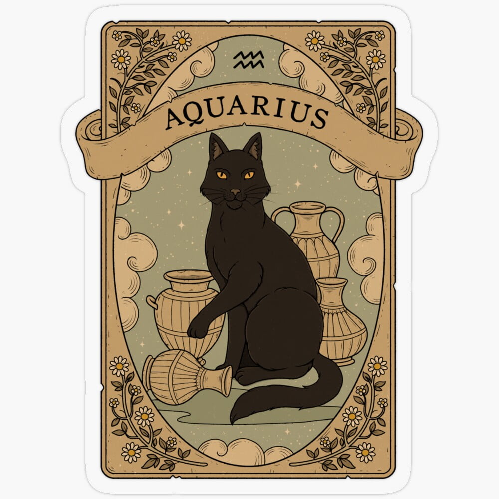 Kira Sticker With Aquarius - Cats Astrology Decorative Laptop, Phone ...