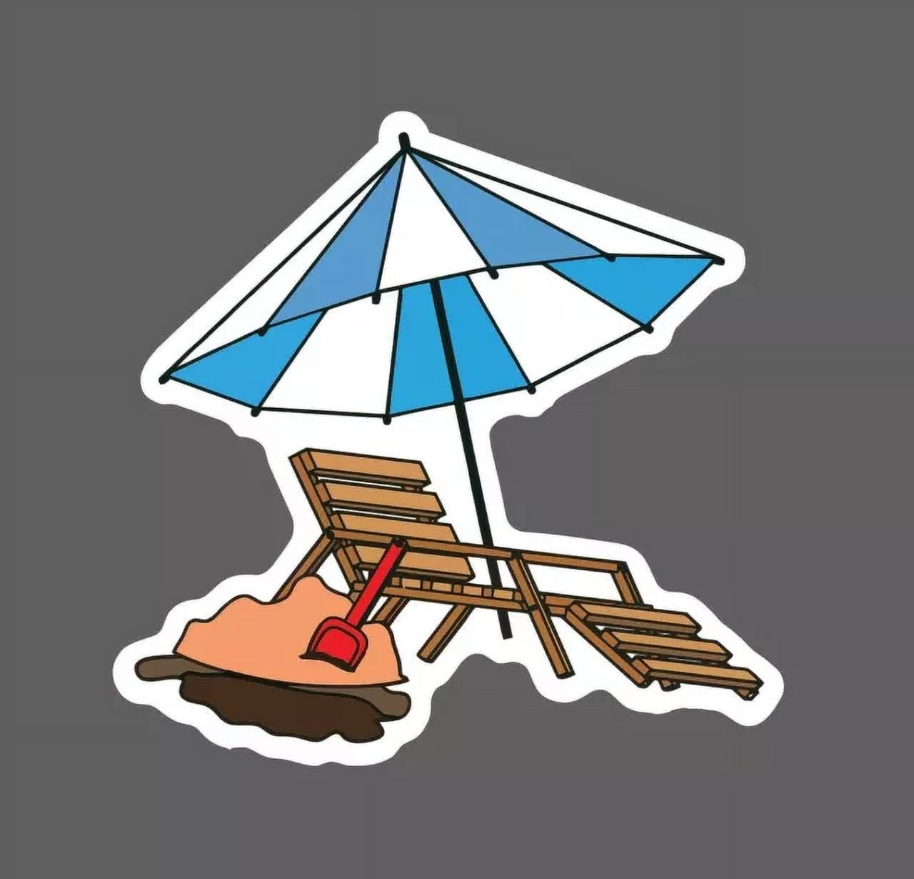 Kira Sticker With Beach Chair Umbrella Decorative Laptop, Phone ...