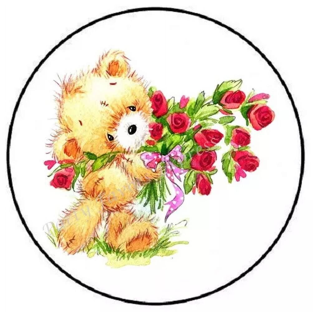 Kira Sticker With Bear With Red Roses Decorative Laptop, Phone Stickers ...