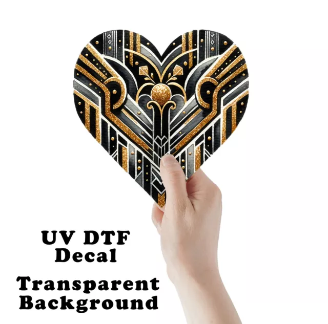 Kira Sticker With Black And Gold Art Deco Heart Sticker - Design ...