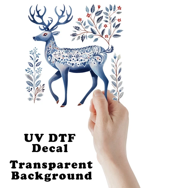 Kira Sticker With Blue Scandinavian Christmas Deer Sticker - Design ...