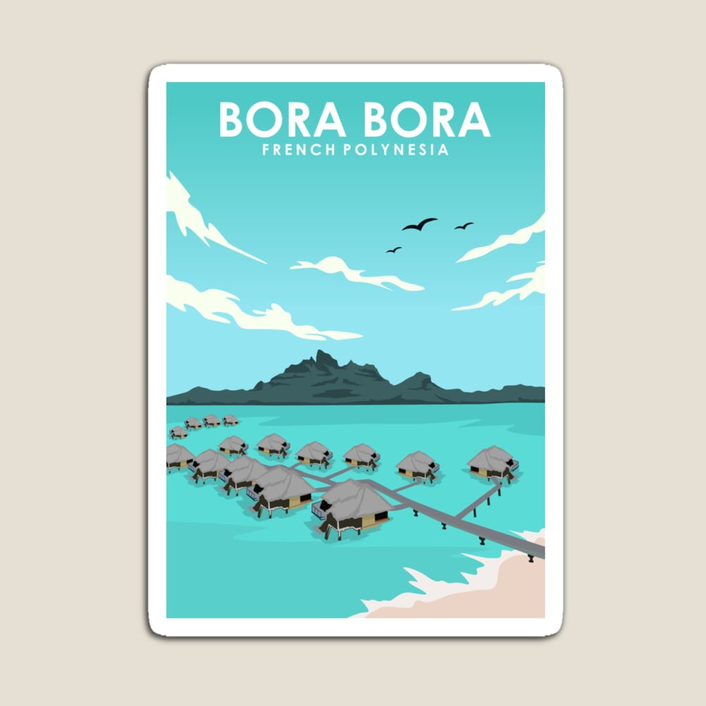 Kira Sticker With Bora Bora Travel Poster Decorative Laptop, Phone ...