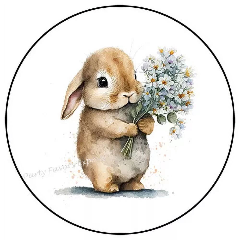 Kira Sticker With Bunny Rabbit Holding Flowers Decorative Laptop, Phone ...