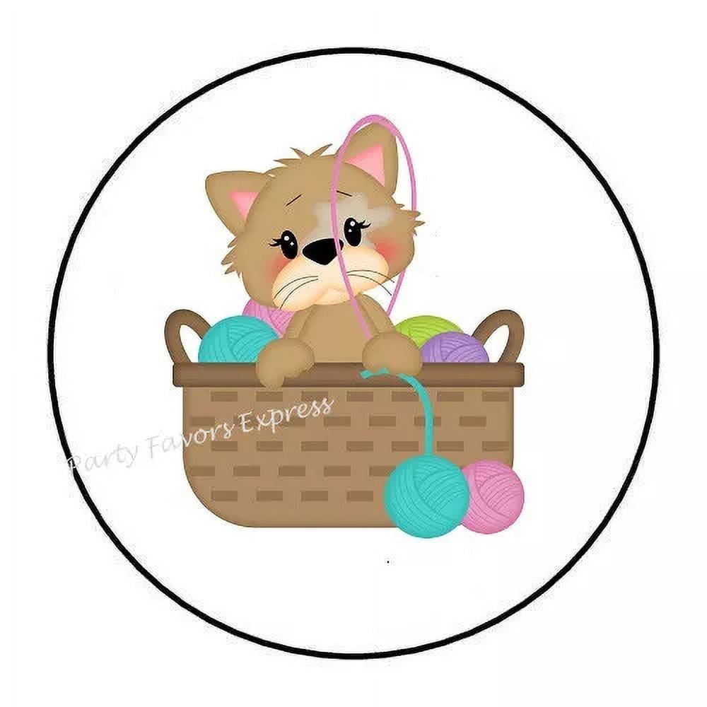 Kira Sticker With Cat Kitten Paw Basket Yarn Decorative Laptop, Phone ...