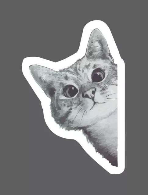 Kira Sticker With Cat Peeking Corner Play Waterproof Decorative Laptop ...