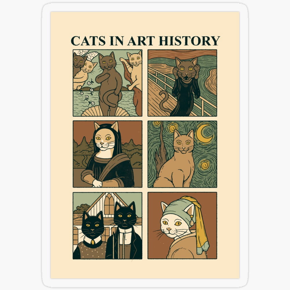 Kira Sticker With Cats In Art History Decorative Laptop, Phone Stickers ...