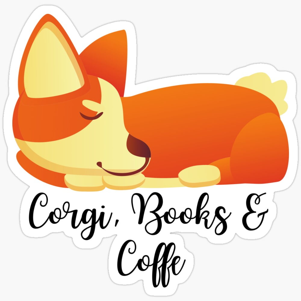 Kira Sticker With Corgi, Books And Coffee Decorative Laptop, Phone ...