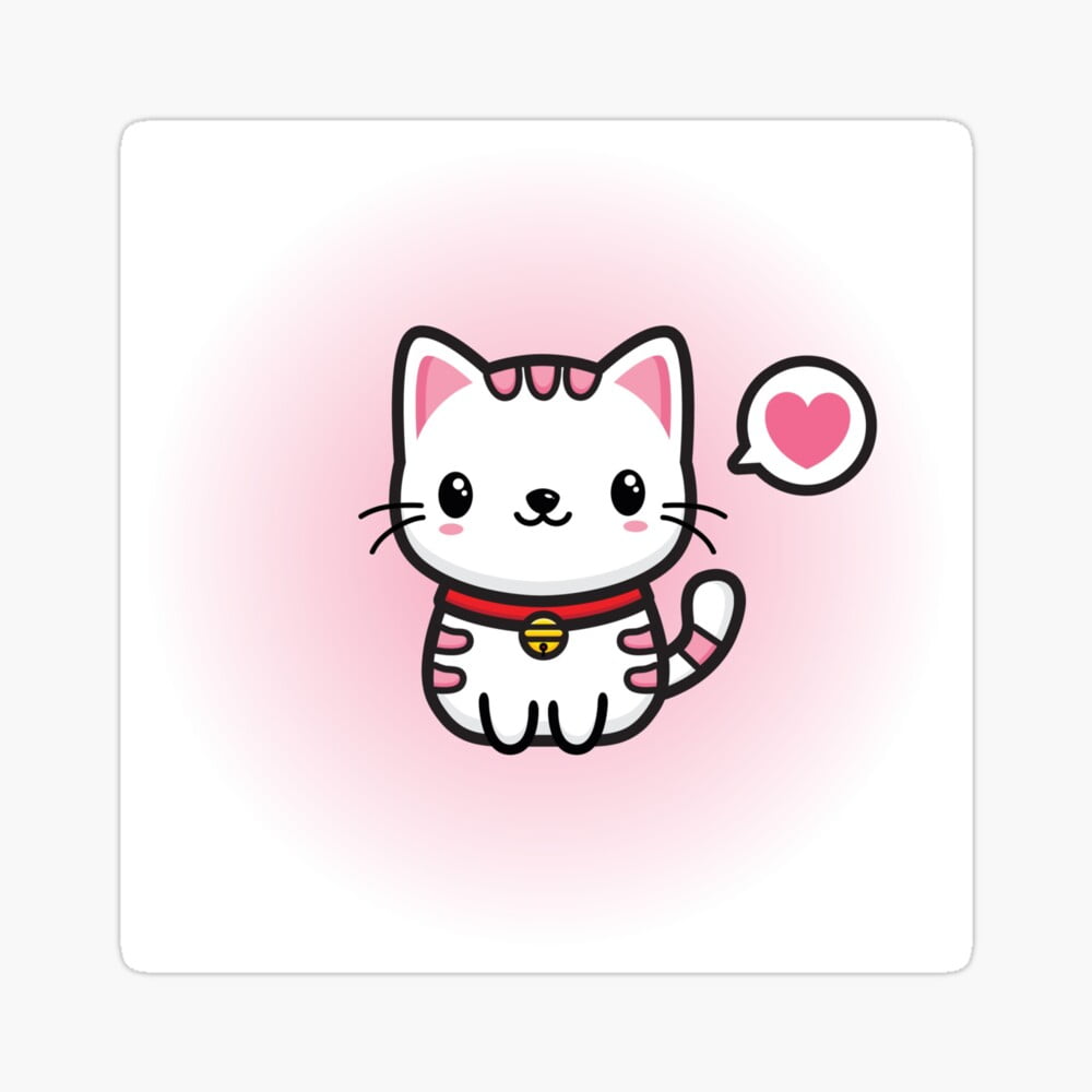 Kira Sticker With Cute Cat & Hello Kitty, Lovely Cat Decorative Laptop ...