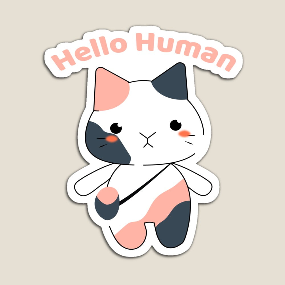 Kira Sticker With Cute Chubby Cat - Hello Human Decorative Laptop ...