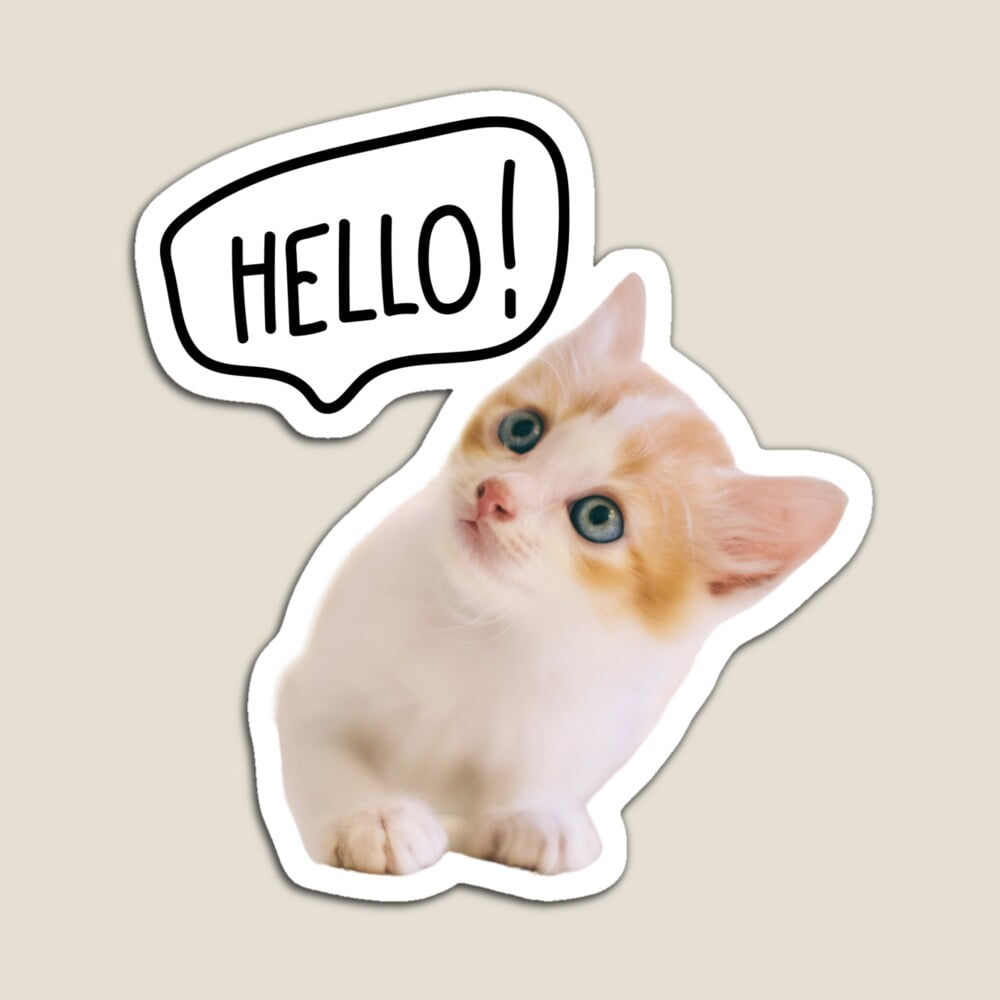 Kira Sticker With Cute Kitten Saying Hello Decorative Laptop, Phone ...