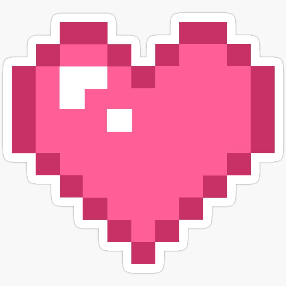 Kira Sticker With Cute Pink Pixel Heart Decorative Laptop, Phone ...