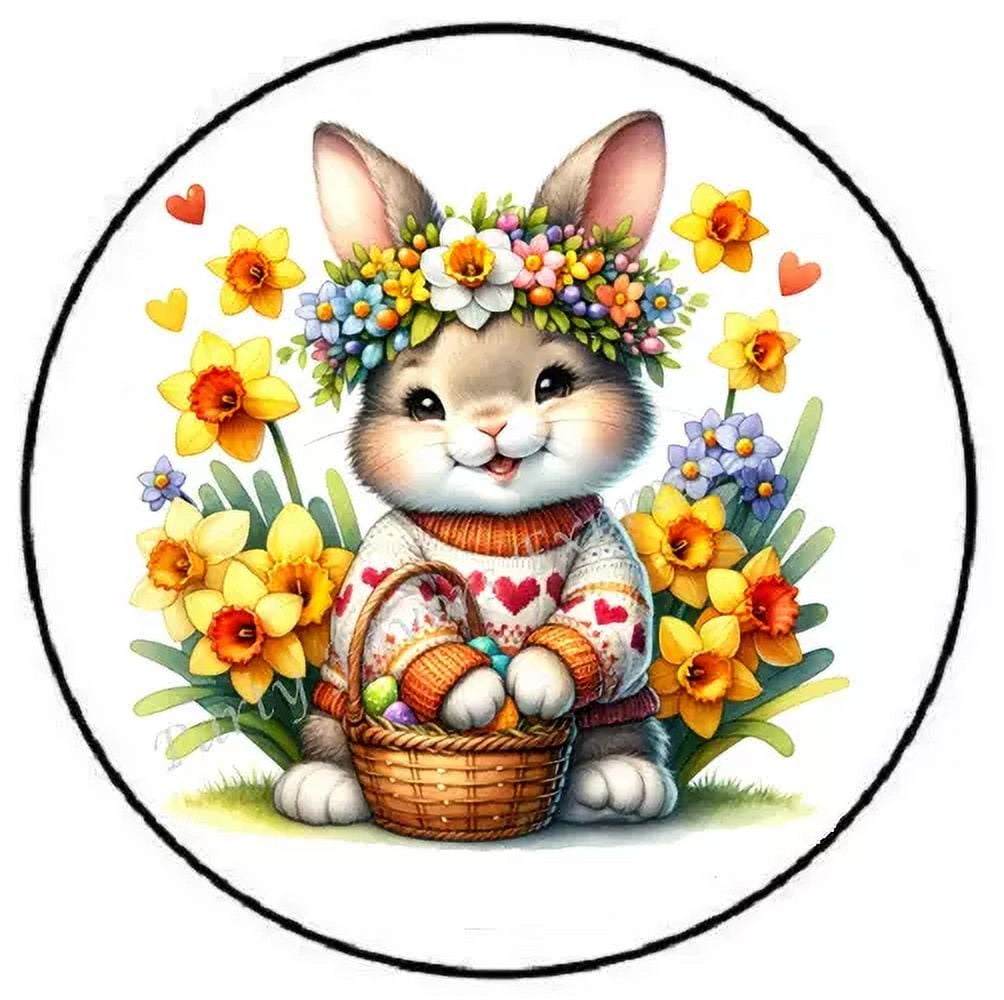 Kira Sticker With Easter Bunny With Daffodils Decorative Laptop, Phone ...