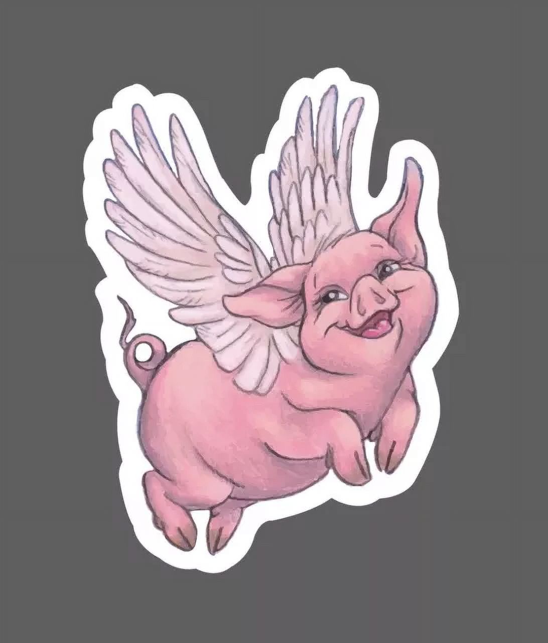 Kira Sticker With Flying Pig Cute Decorative Laptop, Phone Stickers ...