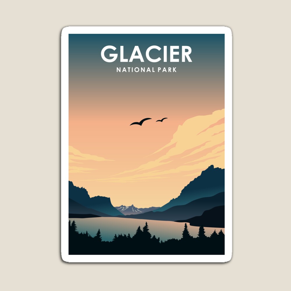 Kira Sticker With Glacier National Park Travel Poster Decorative Laptop ...