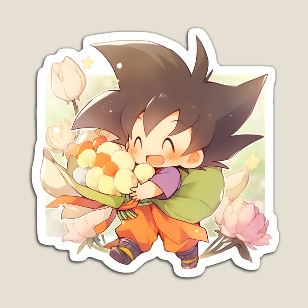 Kira Sticker With Goku Gifting Flowers "Chibi" Decorative Laptop, Phone ...
