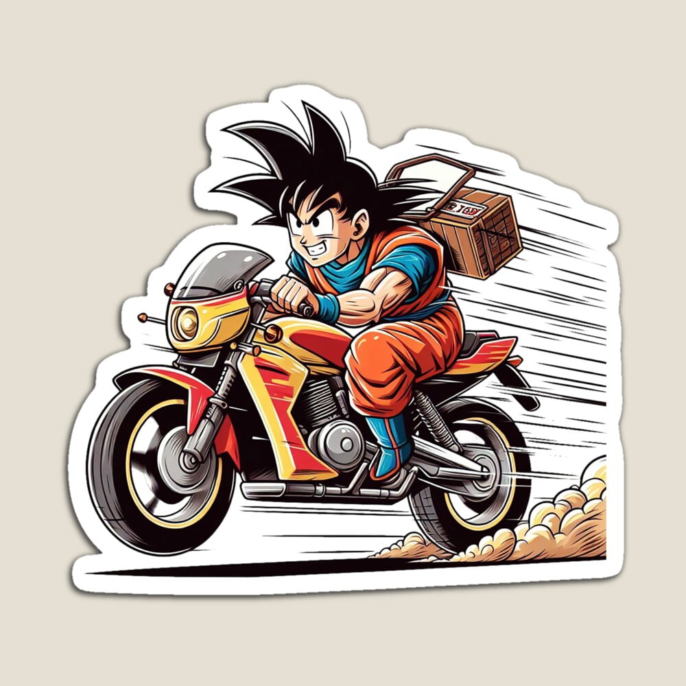 Kira Sticker With Goku On A Motorcycle Decorative Laptop, Phone ...