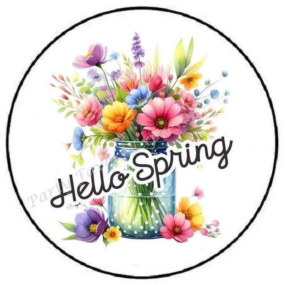 Kira Sticker With Hello Spring Flowers In Mason Jar Decorative Laptop ...
