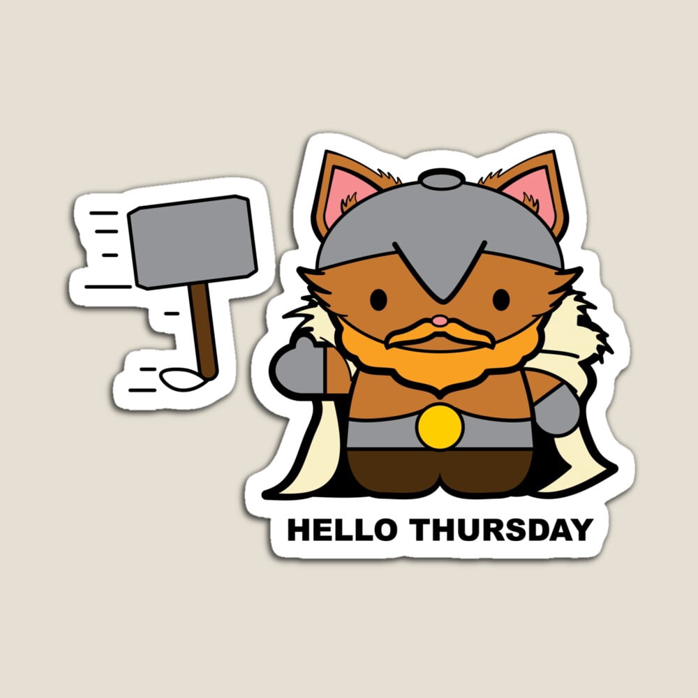 Kira Sticker With Hello Thursday (Kitty Thor) Decorative Laptop, Phone ...