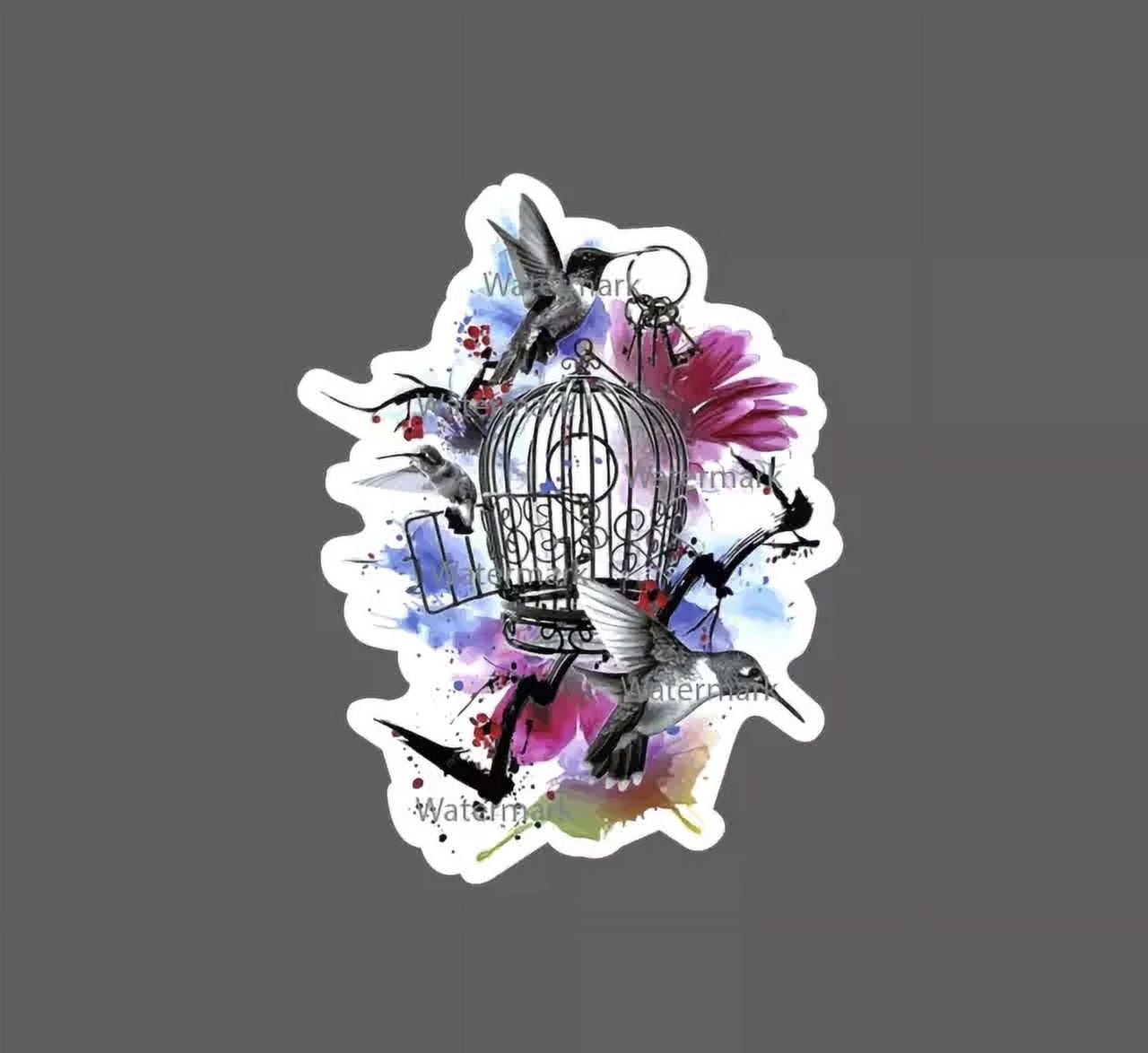 Kira Sticker With Hummingbird Bird Cage Paint Decorative Laptop, Phone ...