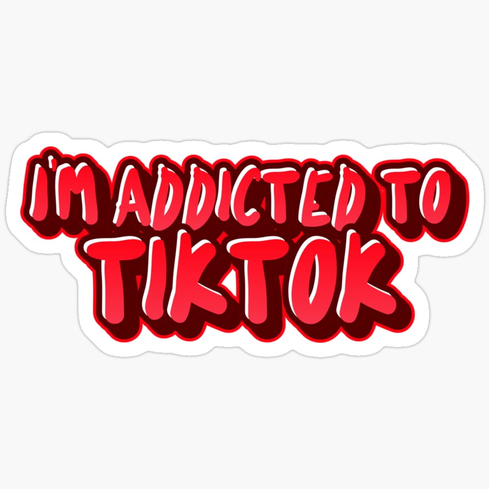 Kira Sticker With I'M Addicted To Tiktok Crimson Decorative Laptop ...