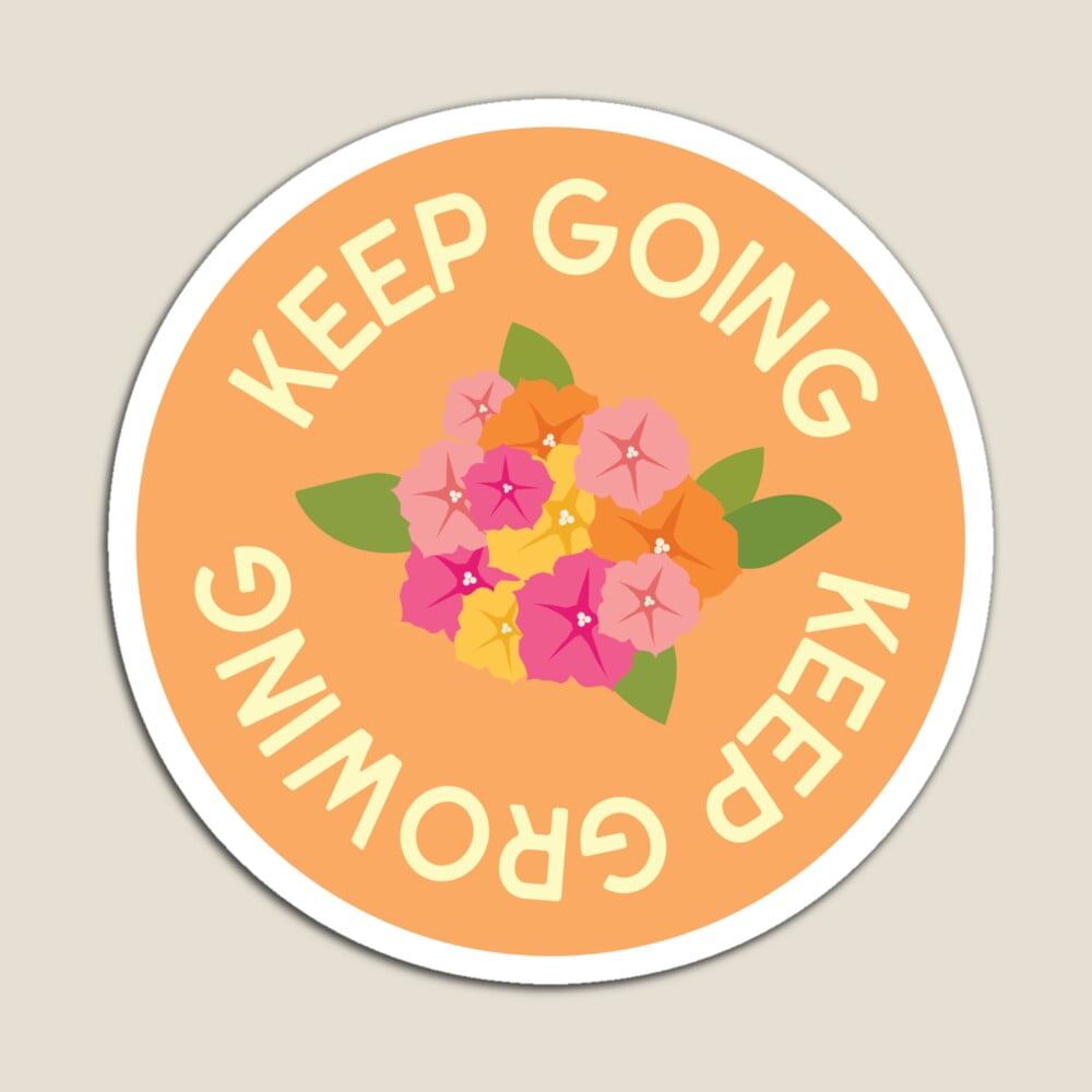 Kira Sticker With Keep Going - Orange Floral Sticker Decorative Laptop ...