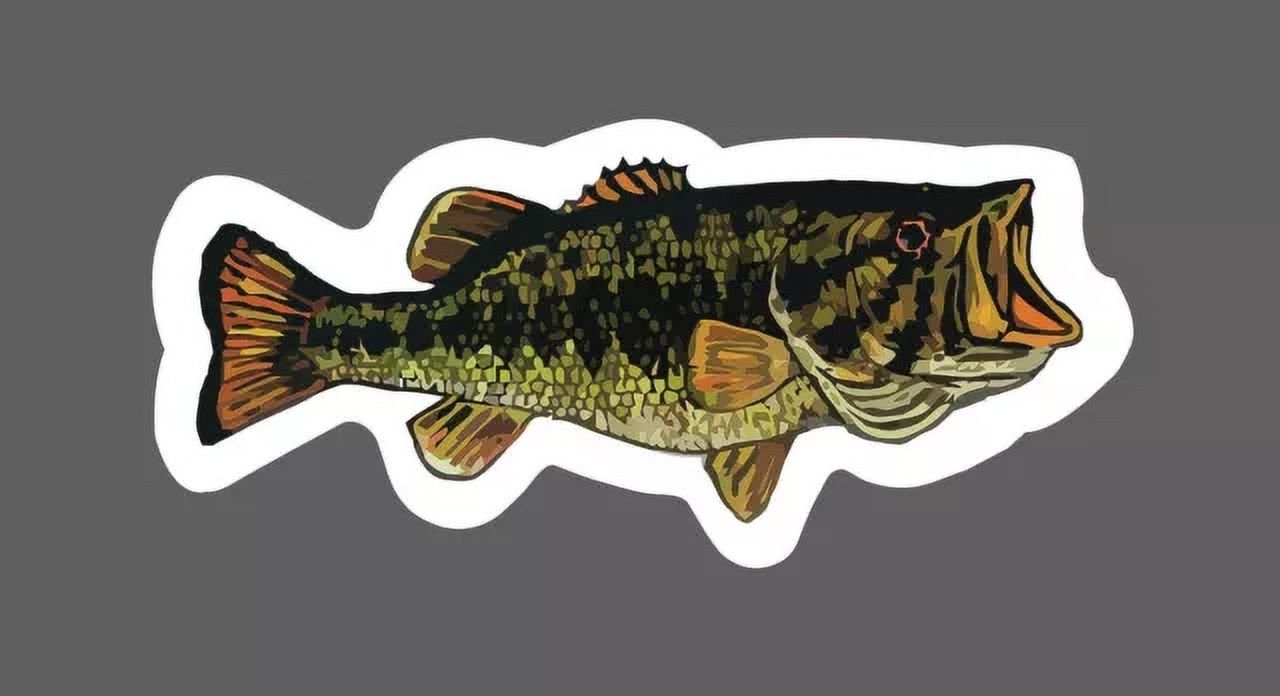 Kira Sticker With Large Mouth Bass Fishing Waterproof Decorative Laptop ...