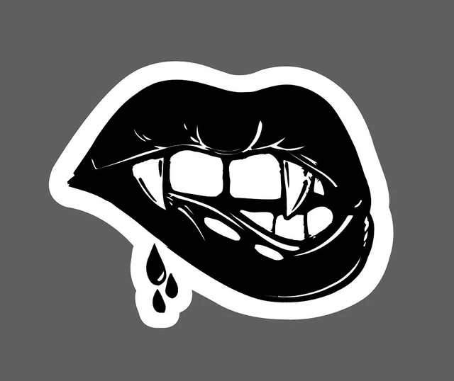 Kira Sticker With Lip Bite Vampire Fangs Decorative Laptop, Phone ...