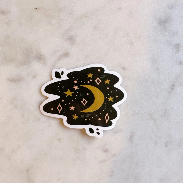 Kira Sticker With Moon And Stars Water Resistant Vinyl Sticker- Design ...
