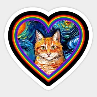 Kira Sticker With Orange Tabby Cat In A Rainbow Heart Decorative Laptop ...