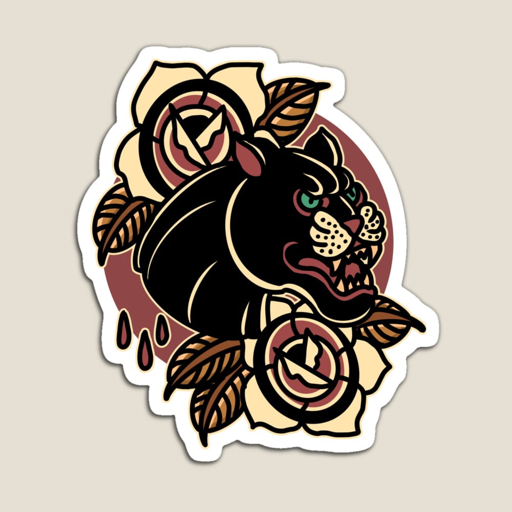 Kira Sticker With Panther And Rose Sticker Decorative Laptop, Phone ...