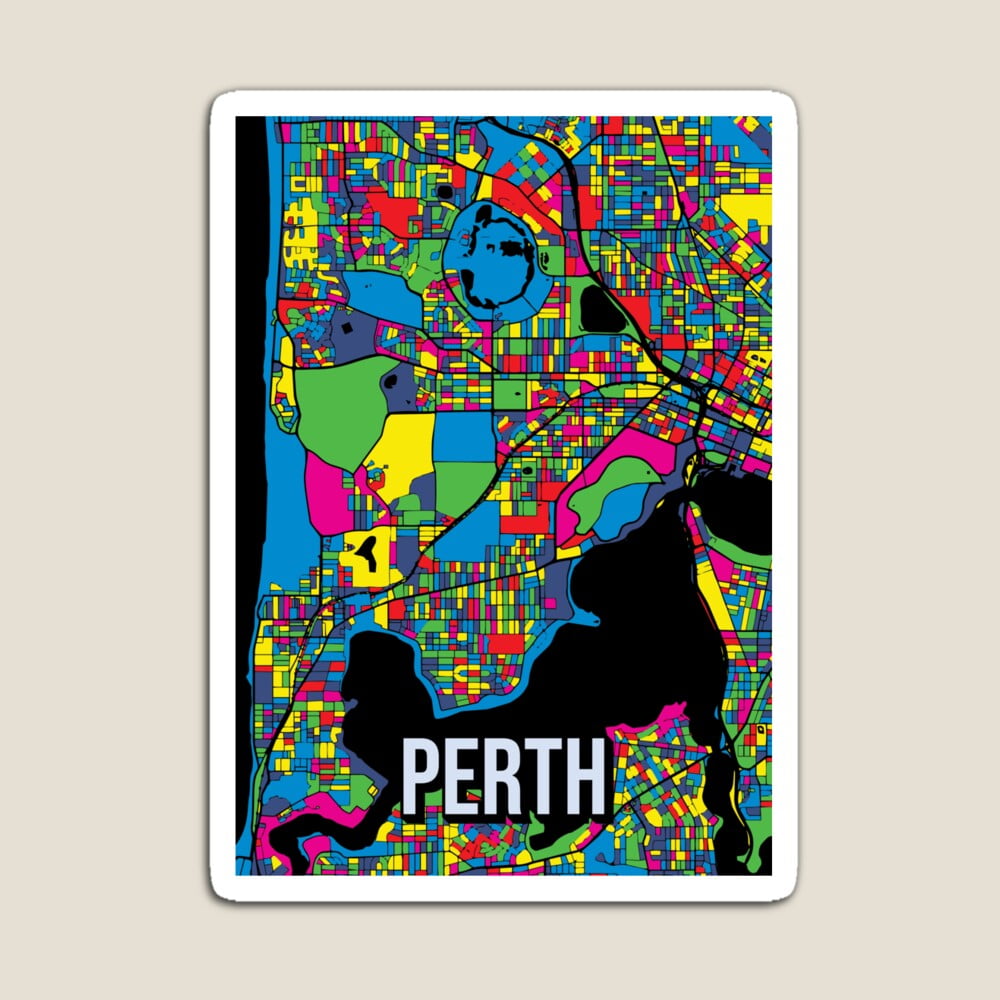 Kira Sticker With Perth Pop Art Colorful City Map Decorative Laptop ...