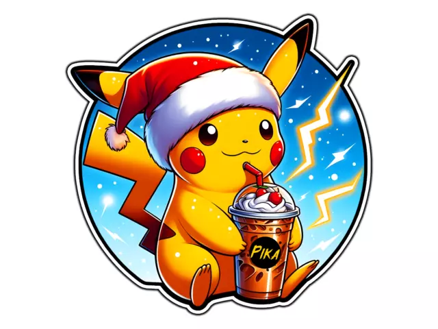 Kira Sticker With Pikachu Christmas Pika Coffee Decorative Laptop ...