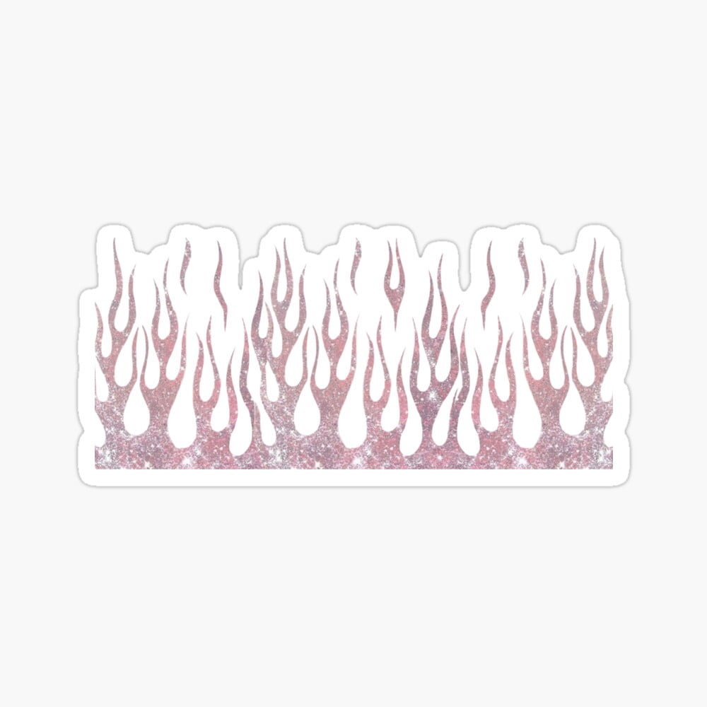 Kira Sticker With Pink Glitter Flames Decorative Laptop, Phone Stickers ...