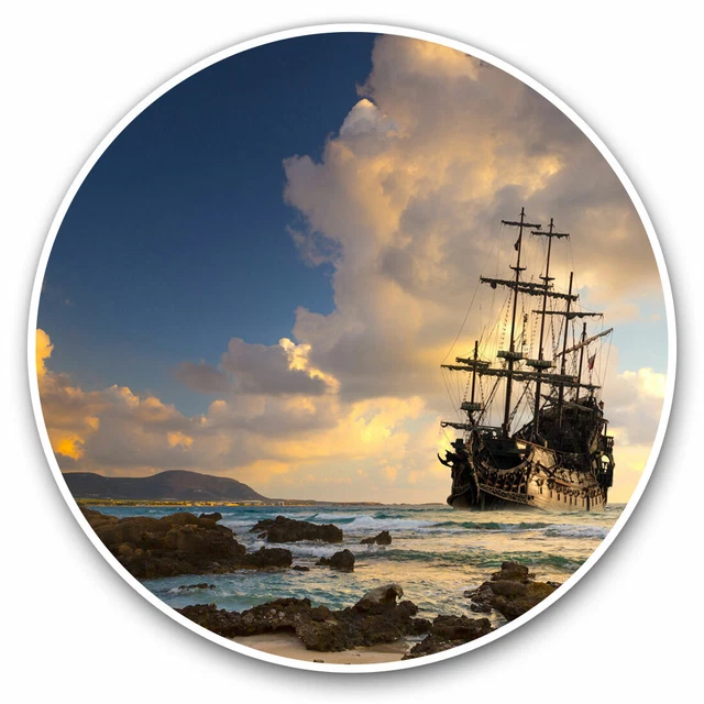 Kira Sticker With Pirate Ship At Sea Sunset Cool Gift Decorative Laptop ...