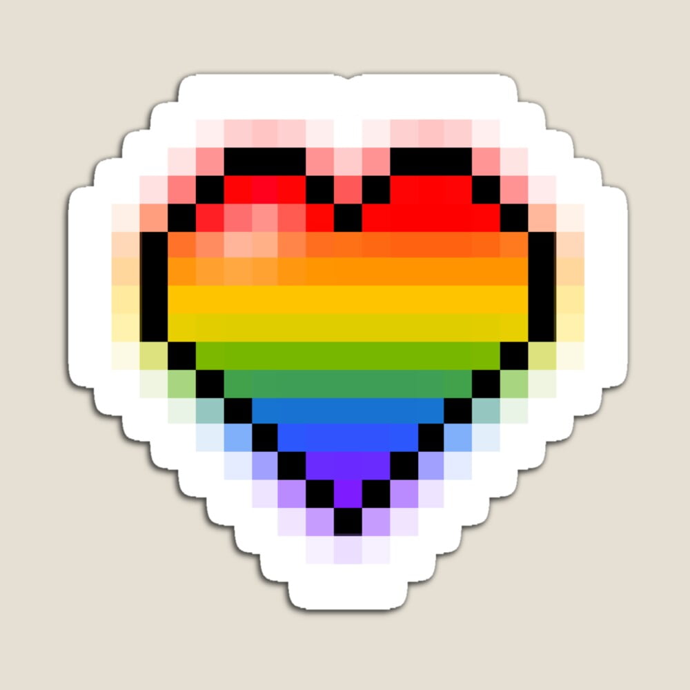 Kira Sticker With Pixel Art Rainbow Heart Sticker Decorative Laptop ...