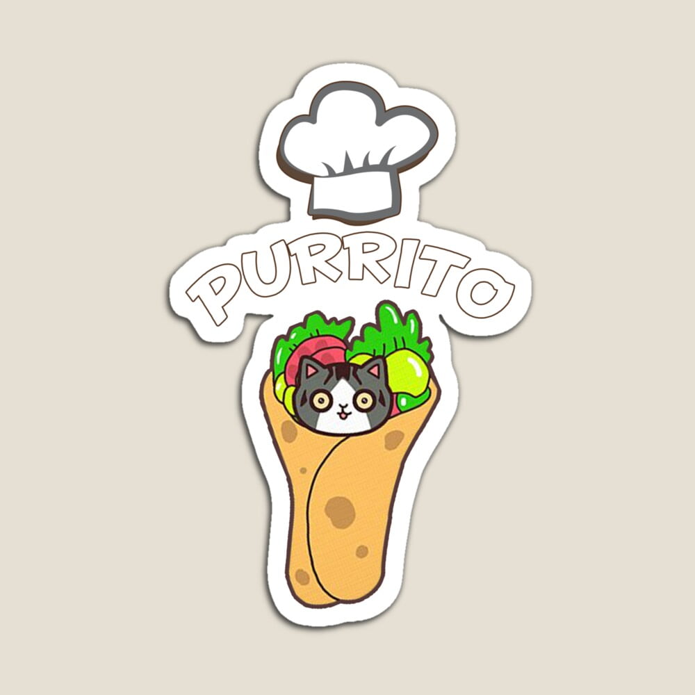 Kira Sticker With Purrito Chef Food Slim Fit Sticker Decorative Laptop ...