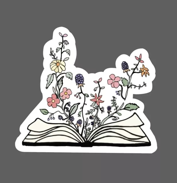 Kira Sticker With Reading Book Flower Waterproof Decorative Laptop ...