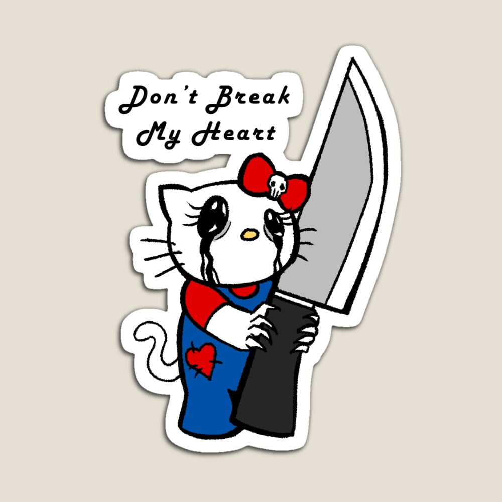 Kira Sticker With Sad Kitty With Knife Decorative Laptop, Phone ...