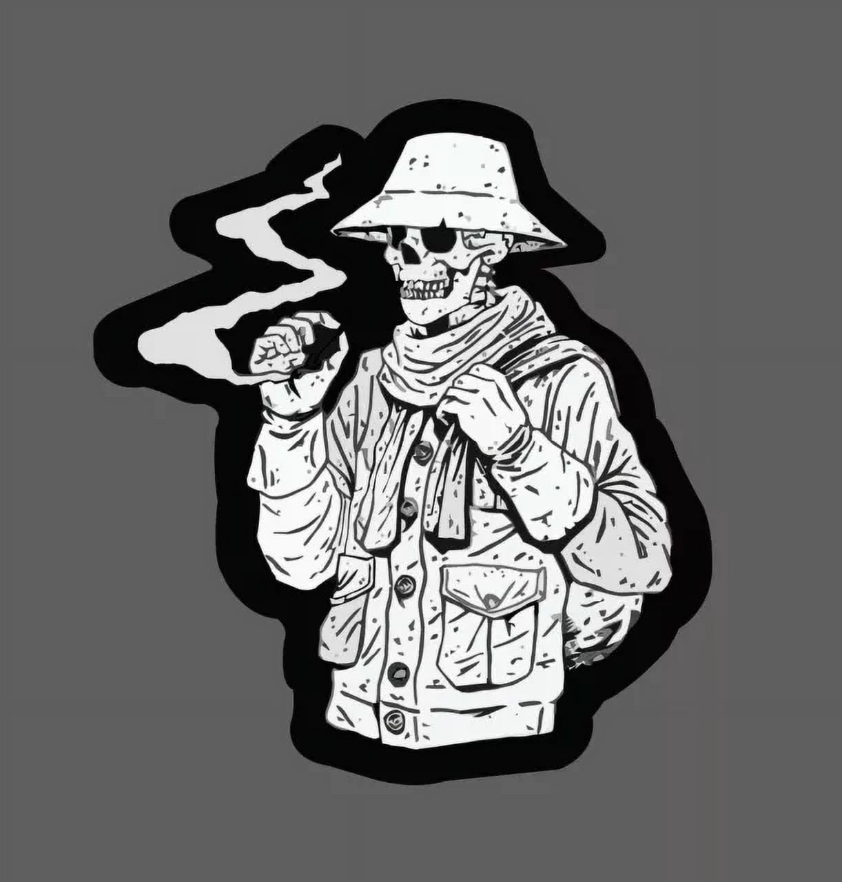 Kira Sticker With Smoking Skeleton Bucket Decorative Laptop, Phone ...