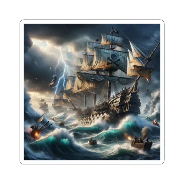 Kira Sticker With Sticker Pirate Ship Battle Stormy Seas- Design ...