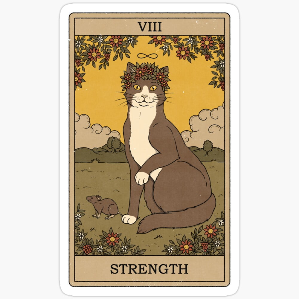 Kira Sticker With Strength - Cats Tarot Decorative Laptop, Phone ...
