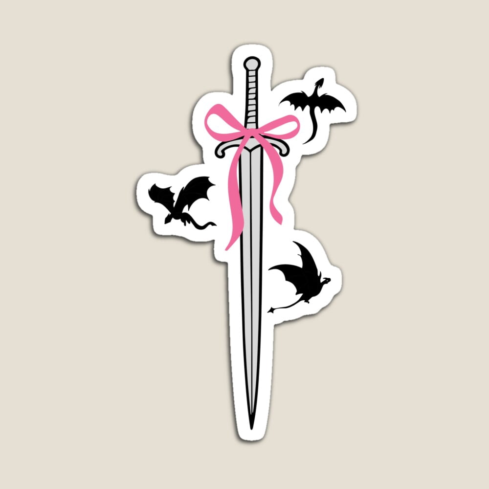 Kira Sticker With Sword With Pink Bow And Dragons Decorative Laptop ...