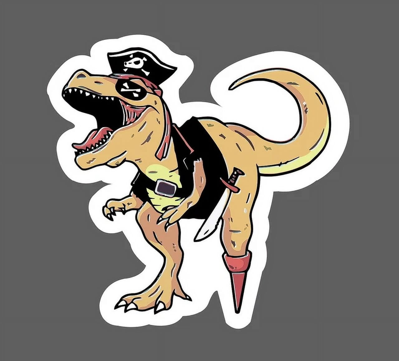 Kira Sticker With T-Rex Pirate Peg Leg Decorative Laptop, Phone ...