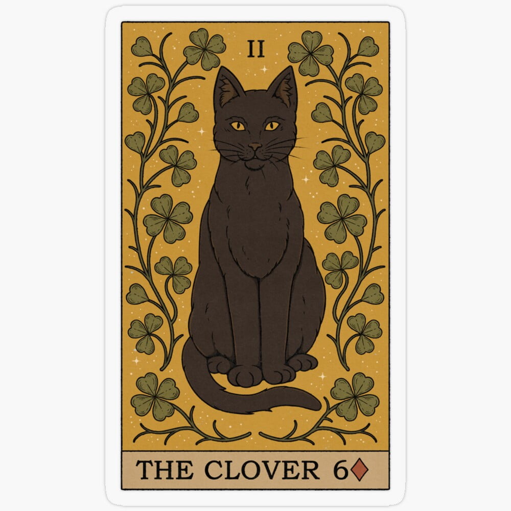 Kira Sticker With The Clover - Cats Tarot Decorative Laptop, Phone Stickers, Waterproof Decals ...